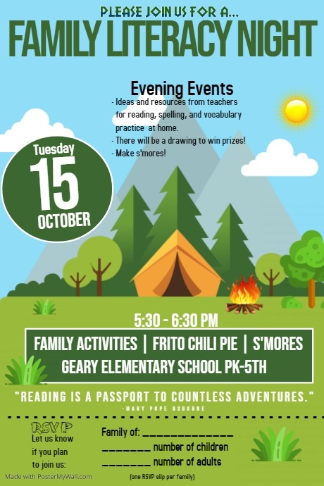 Geary Schools - Join Us for Elem. Family Literacy Night Tuesday
