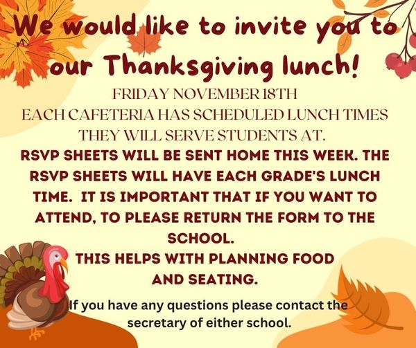 Geary Schools - Parents Invited to Thanksgiving Lunch